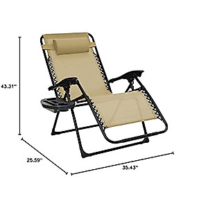 Sun-Ray 213076OVR1P Oversized Zero Gravity Chair, Taupe