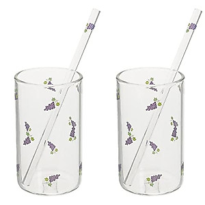 UPKOCH 2 Sets strawberry glass beer glasses glass cup with straw clear straw glasses clear beer can glass clear juice glasses clear water bottles cute cup aesthetic High borosilicate