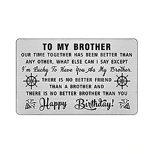 DEGASKEN Brother Birthday Card Gifts, I'm Lucky to Have You As My Brother, Personalized Steel Engraved Wallet Card