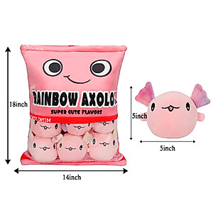 NUKBIL Axolotl Plush Pillow Throw Pillow, Cute Axolotl Plush Toys Doll, Axolotl Stuffed Animal Bag of Axolotl Plushies, Stuffed Axolotl Gift for Kids, Birthday, Christmas, Baby Shower (6 pcs, Pink)