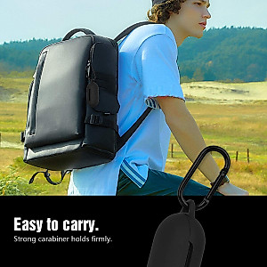 AIRSPO Silicone Case Cover for Galaxy Buds+ Plus(2020)/Galaxy Buds(2019) Samsung Galaxy Earbuds Protective Skin with Carabiner Keychain (Black)