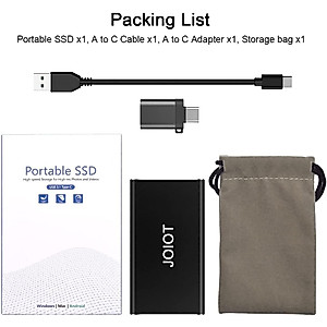 JOIOT 500GB External SSD, Compatible with PS4 Xbox one Windows Mac, Up to 500MB/s,USB 3.1 External Solid State Drive, Black