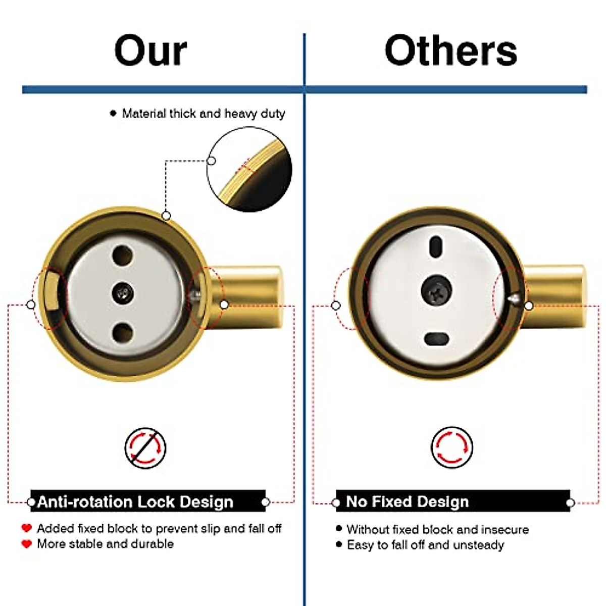 GRANTENOV Bathroom Towel Hooks Hanger Brushed Gold SUS304 Stainless Steel Brushed Brass Heavy Duty Robe Clothes Coat Hooks Holder for Shower Kitchen Garage Laundry Room Hotel Wall Mounted,4-Pack