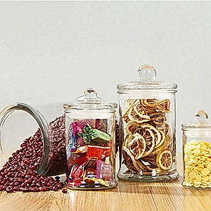 Maredash Glass Apothecary Jars,Bathroom Storage Organizer with lids - Glass canisters Jar Cotton Ball Holder Set of 8
