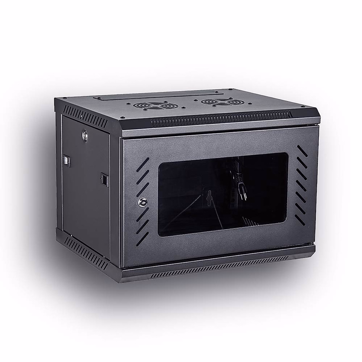 Kenuco Wall Mount Rack Server Cabinet Data Network Enclosure 19-Inch Server Network Rack with Locking Glass Door 16-Inches Deep (BLACK 06U)