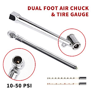 Hromee 19 Pieces Air Compressor Accessories Kit with 3/8 Inch x 25FT Hybrid Hose, 1/4 Inch NPT Quick Connect Fittings, Air Blow Gun, Tire Gauge and Wire Brush