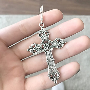 TIANHONGYAN Unique Baroque Cross Christ Dangle Earrings Vintage Bohemian Gothic Punk Dangle Drop Earrings for Women Jewelry (cross)