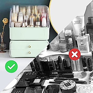 Makeup Organizer Large Visible Cosmetic Display Case With Detachable Drawers Include 8 Makeup Brushes Waterproof and Dustproof Cosmetic Storage Organizer For Makeup Skincare