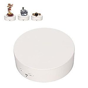 Tharyee Electric Rotating Display Stand, 360 Degree Rotating Turntable, 360 Degree Rotating Display Stand Maximum Load 6.6lb Electric Rotating Turntable for Wine Bottles Cosmetics (White)