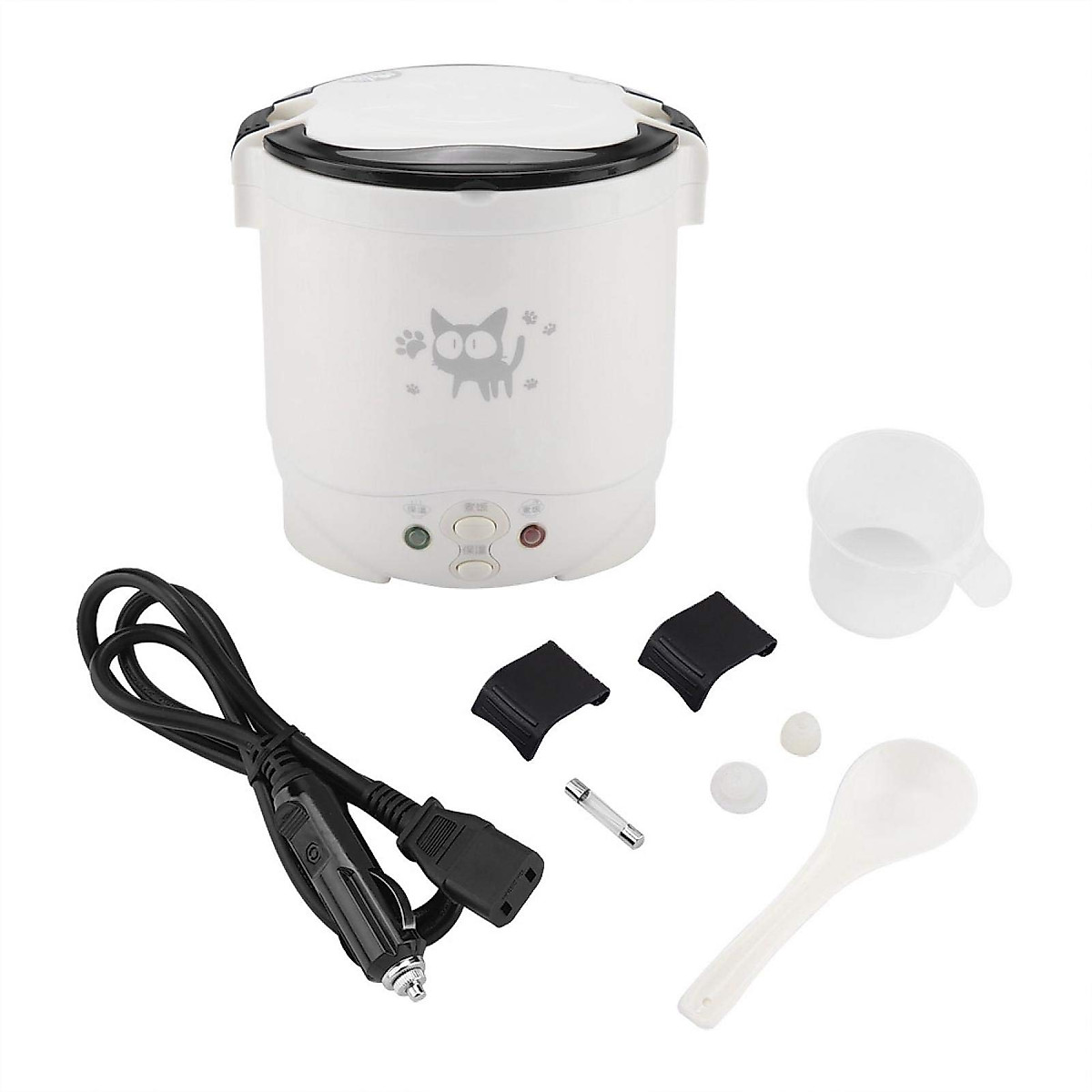 Mini Rice Cooker, Portable Travel Steamer Small Multi Cooker Rice Maker for Grains Non stick Pot Auto Keep Warm for Cooking Oatmeal Soup Rice Stews (White)