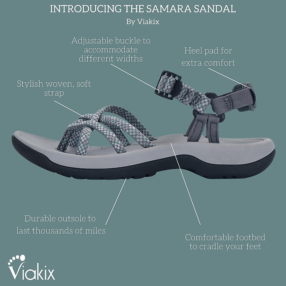 Viakix Womens Walking Sandals – Comfortable Stylish Athletic Sandals for Hiking, Outdoors, Travel, Sports, Travel, Beach