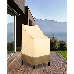 High Back Patio Chair Covers Waterproof Heavy Duty Stackable Outdoor Bar Stool Cover Black Patio Furniture Covers Outside Lounge Deep Seat Covers, Lawn Chair Covers, High Back with Lock Hole-4 Pack