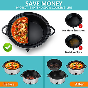 Crockpot Liner, Silicone Crockpot Liner Reusable, Crockpot Divider Insert, Crock Pot Dividers Silicone, Crock Pot Liners, Fit Oval Slow Cooker 6 Quart -COZVO 6pc-Slow Cooker Liners, Crockpot Liners