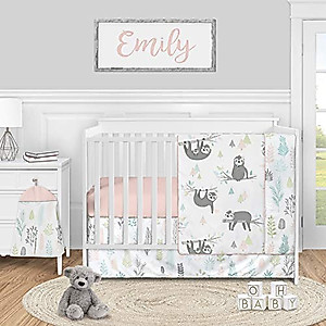 Sweet Jojo Designs Pink Tropical Leaf Foldable Fabric Storage Cube Bins Boxes Organizer Toys Kids Baby Childrens - Set of 2 - Blush Turquoise Grey Green Botanical Rainforest Jungle Sloth Collection