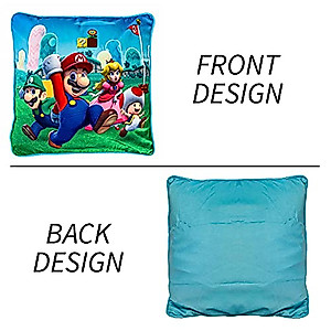 Franco Kids Bedding Soft Decorative Pillow Cover, 15 in x 15 in, Super Mario