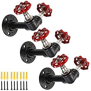 Sumnacon 3Pcs Industrial Pipe Robe Towel Rack Hooks - Sturdy Rustic Iron Clothes Coat Hanger Holders with Screws, Vintage Pipe Wall Mount Rack Hooks for Bathroom Living Room Kitchen Home, V Type