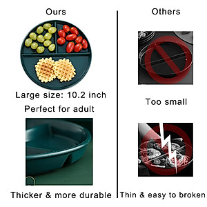 AlwaysU Portion Control Plates 10 Inch (4 Pack) Divided Plate Adults Plastic 3 Compartment Dinner Plate Perfect for Bariatric Diet Weight Loss