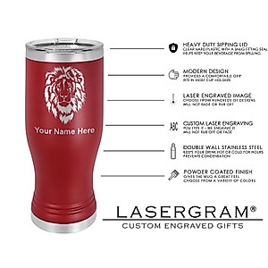 LaserGram 14oz Vacuum Insulated Pilsner Mug, Flag of Palestine, Personalized Engraving Included (Maroon)