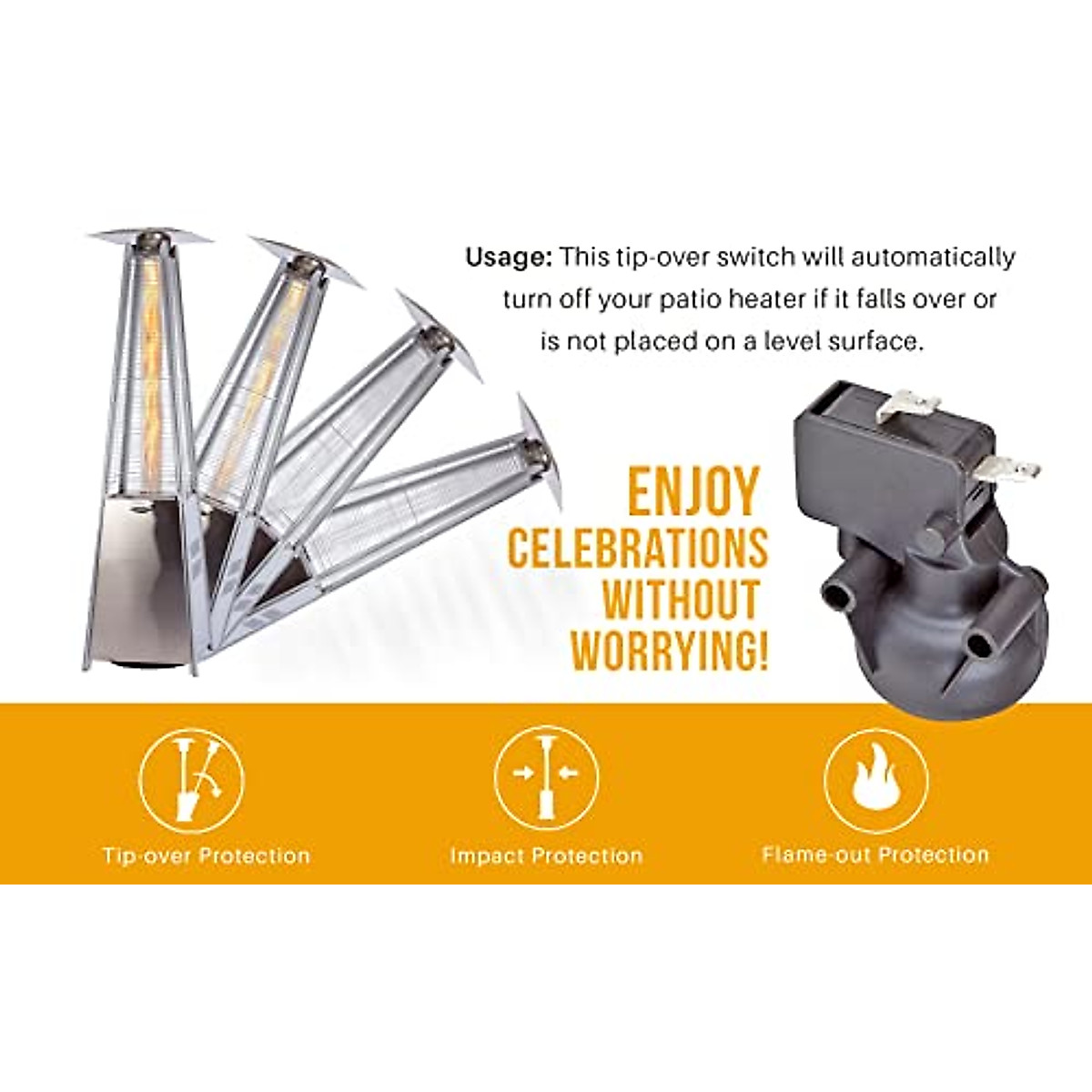 Fire Sense 61968 Regular Tilt Switch Patio Heater Replacement Part Accessories for Tip Over Protection, Impact Protection & Flame Out Protection with Automatic Shut Off Feature