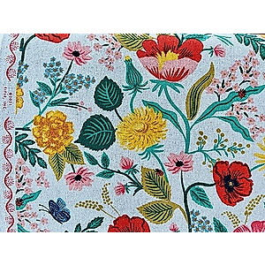 Camont - Poppy Fields - Natural Unbleached Canvas Fabric - Rifle Paper Co - Cotton+ Steel - RP702-NA4UC 1/2 Yard 44