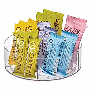 iDesigniDesign Recycled Plastic Extra-Large Bin, 10” x 8” x 5 & Cabinet Binz Divided Rotating Turntable Tea Packet Organizer, 9" x 9" x 3.01", CleariDesign