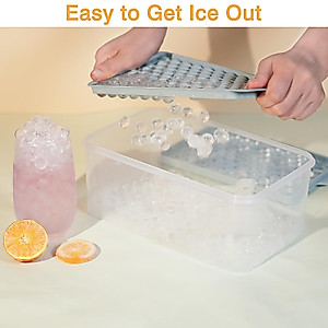 DZHJKIO Mini Ice Cube Trays for Freezer - 4 Pack Tiny Ice Cube Tray with Lid and Bin, 104x4 PCS Crushed Ice Trays Easy Release, Bpa-Free for Chilling Drinks Coffee Cocktail( Ice Bin & Ice Scoop)(blue)