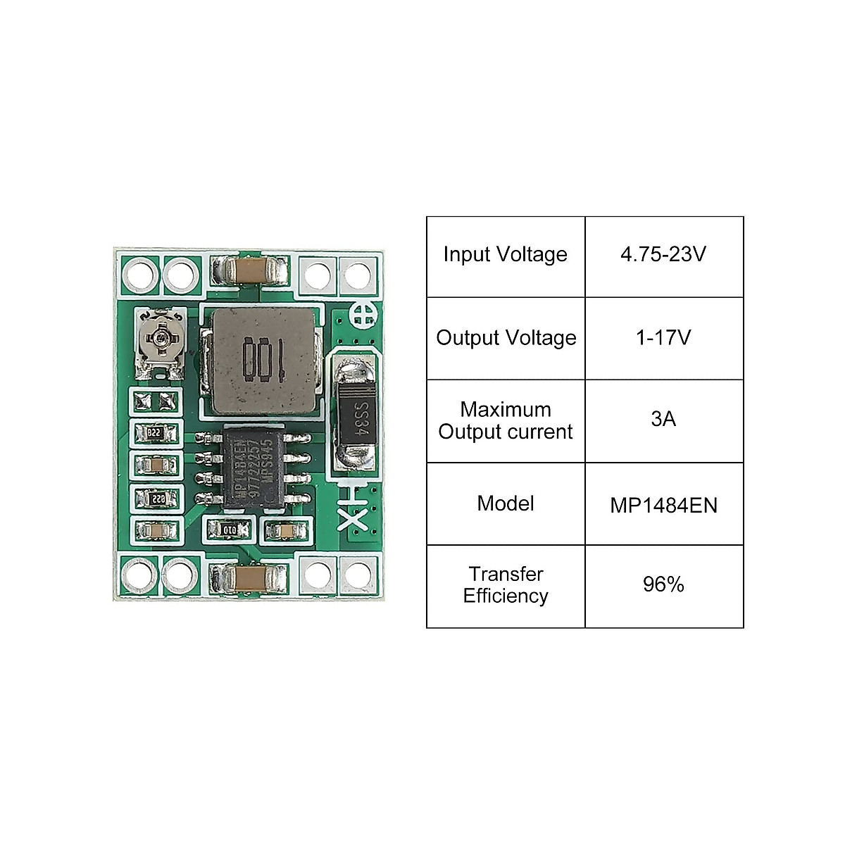 MECCANIXITY DC-DC Buck Converter Voltage Regulator MP1484EN 4.75-23V to 1-17V 3A Green for RC Airplane Power Adjustment Pack of 4