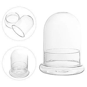 Cabilock Glass Candle Holder Dome Cloche Clear Glass Cloche Bell Jar Display Dome Candle Holder Candlestick Cup Tealight Holder Micro Landscape