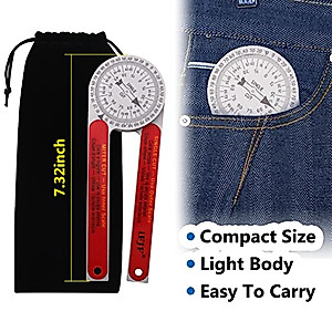 Miter Saw Protractor Replacement for #505P-7 Angle Finder Featuring Precision Laser-Inside & Outside Miter Angle Finder Protractor for All Building Trades, Plumbers, Carpenters Plastic （Red）