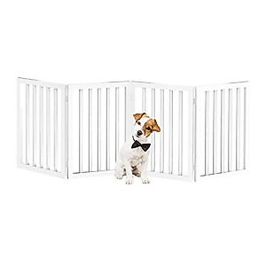 PETMAKER Freestanding Pet Gate - Wooden Folding Fence for Doorways, Halls, Stairs & Home - Step Over Divider - Great for Dogs & Puppies