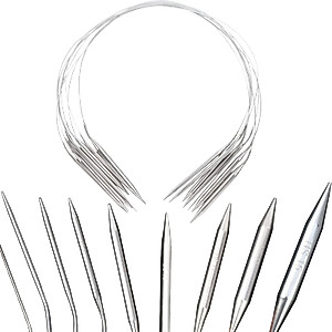 9 Pieces Size Marked US 0-15 Circular Knitting Needle Stainless Steel Knitting Needle Set for Beginner