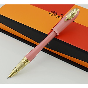 Picasso Greek Irene Fountain Pen Extra Fine Nib Pink Color Bud Cap Leaf Clip Uniqu Style Gift Box Set