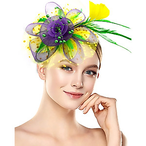 Bniksok Mardi Gras Fascinators Hat for Women Tea Party Halloween Headband Flower Bridal Shower Weddings Themed Events