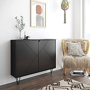 Nexera, Black 132206 Slim 2-Door Storage Cabinet