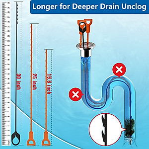 Drainsoon 30 Inch Long Sink Snake Drain Clog Remover, Upgraded Anti-Break Nylon Plumbing Snake Drain Auger Hair Catcher for Bathroom Shower Pipe, Bathtub Hair Clogs, Kitchen Drain Cleaning (5 Pack)