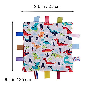 Toyvian Colorful Security Tag Blanket Soft Appease Towel for Newborn Toddlers(Dinosaur Pattern)