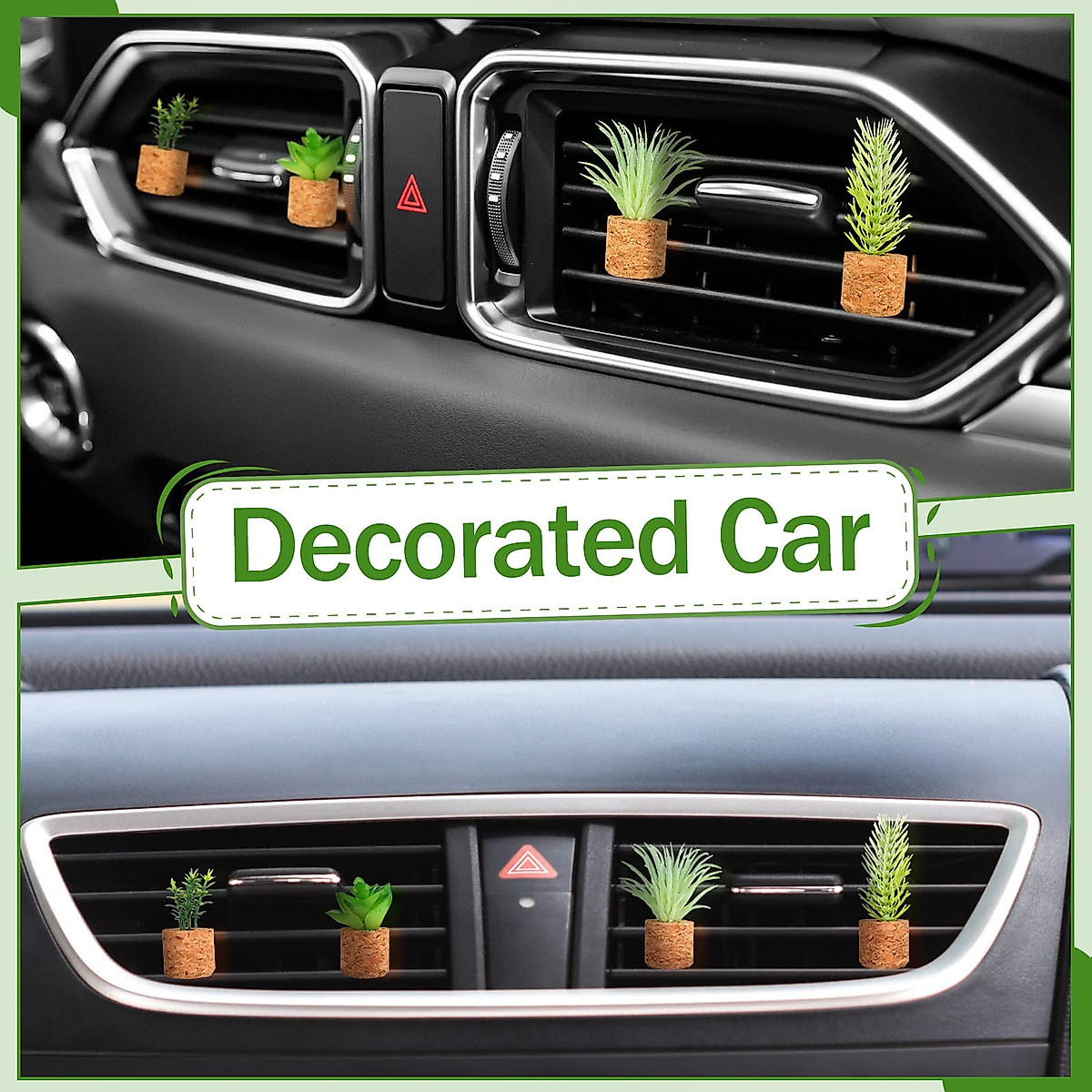 Tallew 4 PCS Plant air freshener Vent Clip Succulent Cute Decor for Women Girl Mini Plant for Interior Car Clips Diffuser Funny Accessories