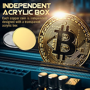 weparmeety 6 Pcs Blank Challenge Coin, Engraving Blanks Coins Threaded Edged 40 mm with Acrylic Protection Box Laser Engravable Pattern for DIY Crafts Commemorative Collection (Gold)