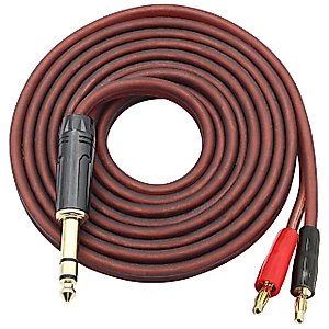 XMSJSIY 6.35mm 1/4 TRS to Banana Plug Speaker Cable, 6.35mm 3 pole Speaker cable with 4mm Banana Plug 2pcs OFC HiFi Speaker Wire for DJ Application Guitars Mixer Headphone Jack- (2m)