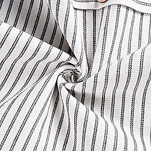 Farmhouse Button Pillow Covers 18 x 18, Black and Beige Striped Patchwork Pillow Covers, Set of 2 Modern Accent Square Couch Pillow Cases, Decorative Pillowcases with Buttons for Sofa Couch Bed