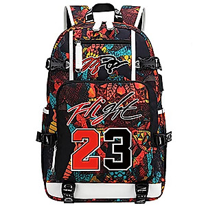 fanwenfeng Basketball Player Star J-ordan Number 23 Multifunction Backpack Travel Student Backpack Fans Bookbag For Men Women (R - Pattern 1)