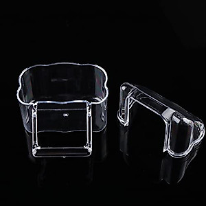 4 Pcs Bird Cage Feeder Plastic Cups Acrylic Feeding Bowl Anti- Splashing Water Food Feeder Box (for Bird Cage with Spring Door)