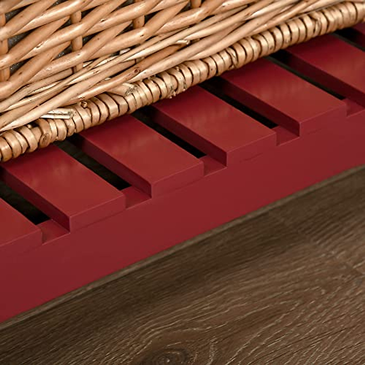 HOMCOM Coffee Bar Cabinet, Sideboard Buffet Cabinet, Kitchen Cabinet with 4 Drawers and Slatted Bottom Shelf for Kitchen, Living Room, Red