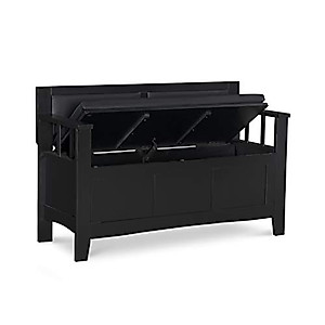 Linon Carlton Padded Bench, 44.5"W x 17"D x 30"H, Black