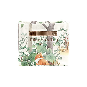 Joyestore Woodland Bear Deer Fox Personalized Storage Bins Baskets Cubes Organizer with Handle for Shelves Closet Nursery Toy 1 Pack