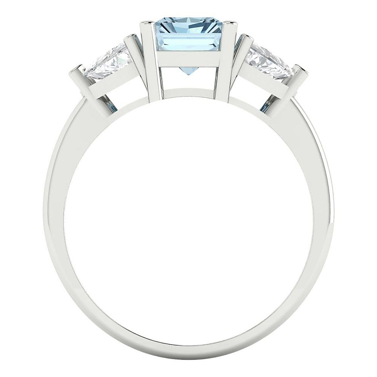 3.0ct Emerald cut 3 stone Solitaire Natural Light Aquamarine Designer Anniversary Bridal Engagement Ring 14k White Gold 3.5