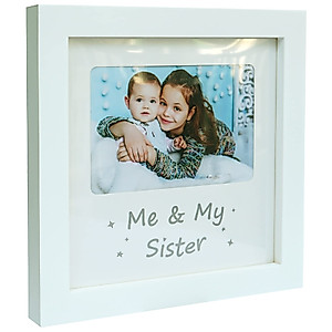 HAMUIERS Me and My Sister Picture Frame, Sibling Gifts, Little or Big Sister Gift, Gender Neutral Baby Keepsake Frame, Nursery Décor, White