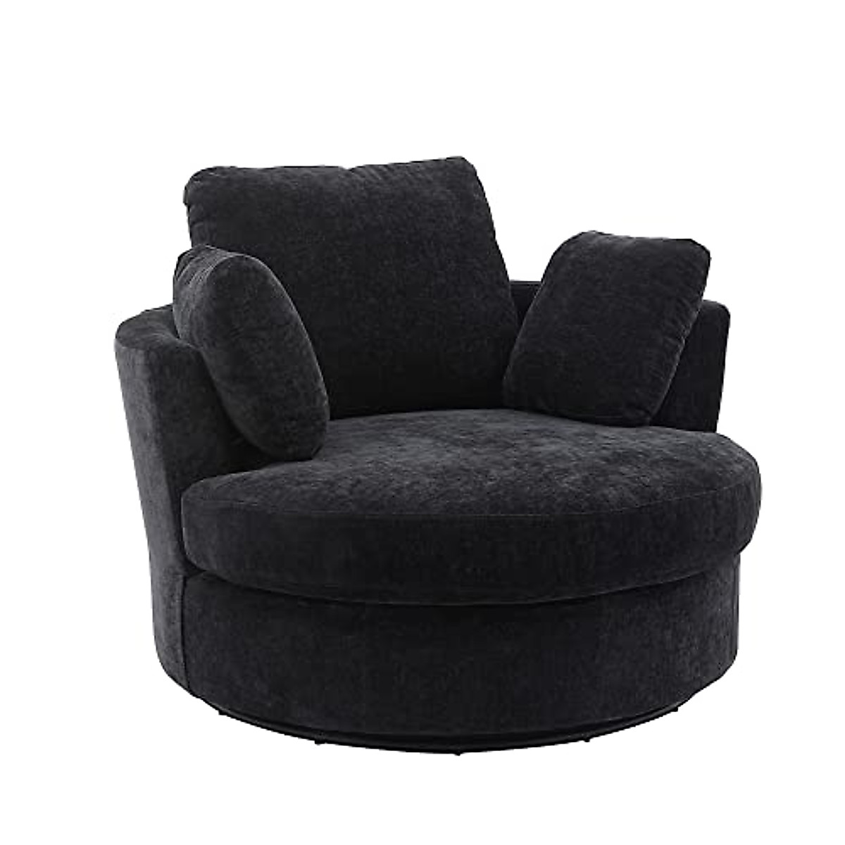 360° Swivel Accent Barrel Chair with 3 Pillows Furniture Set,Upholstered Oversized Leisure Round Loveseat Recliner Cozy Club Sofa Chaise Lounge Circle Armchair for Living Room/Hotel/Nursery/Office