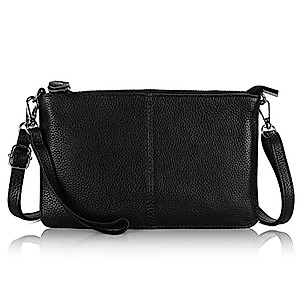 befen Black Women's Genuine Leather Wristlet Clutch Crossbody Phone Bags Wallet Purses and Handbags for Women, Fit Phone 14 Pro Max