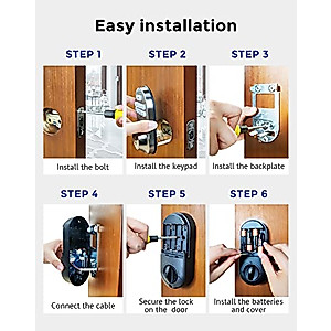 Hugolog Keyless Entry Door Lock with Keypad,Deadbolt Lock Electronic, Motorized Auto-Locking Easy Easy Installation High Security Material for Metal Home & Office